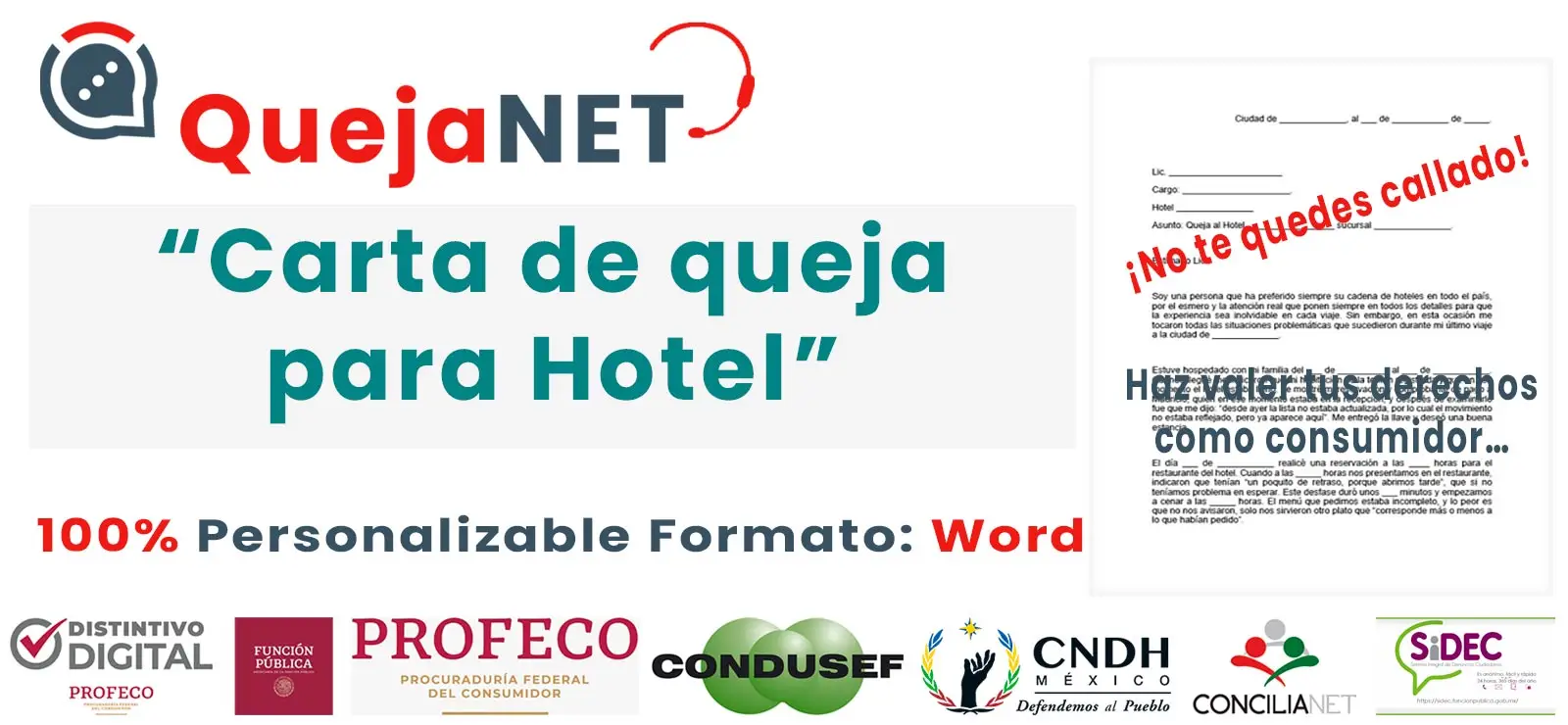 Carta de Queja: Hotel (Formato 2026)